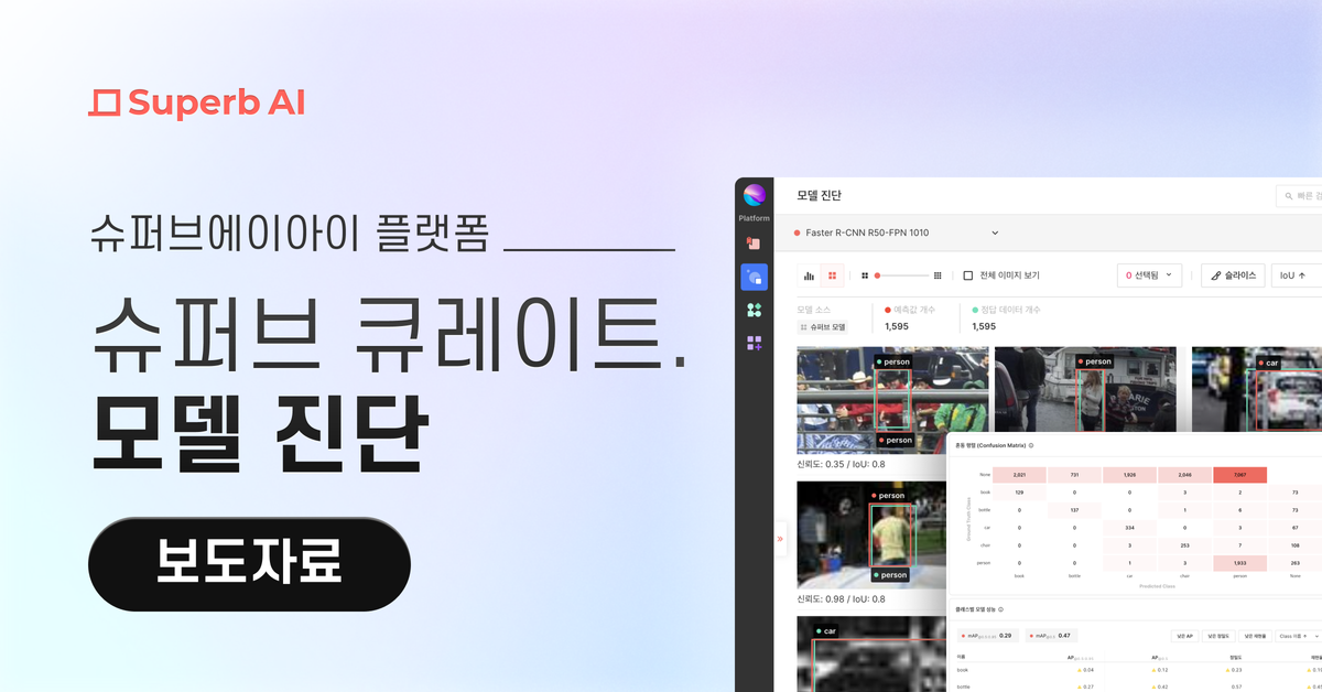 슈퍼브에이아이, 슈퍼브 큐레이트 내 '모델 진단 기능' 출시... “비전 AI 모델 성능을 시각화해 직관적으로 평가”